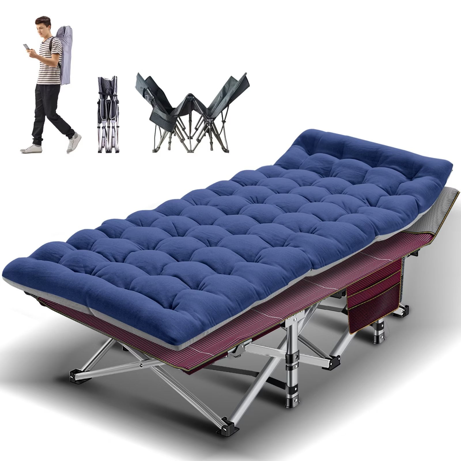 Lilypelle folding cot with mattress,Heavy Duty Sleeping Cots with Carry ...