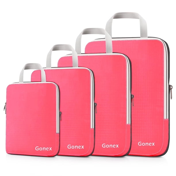 Cubos de embalaje de compresión Gonex, 4 unidades, Travel Bright Pink ...