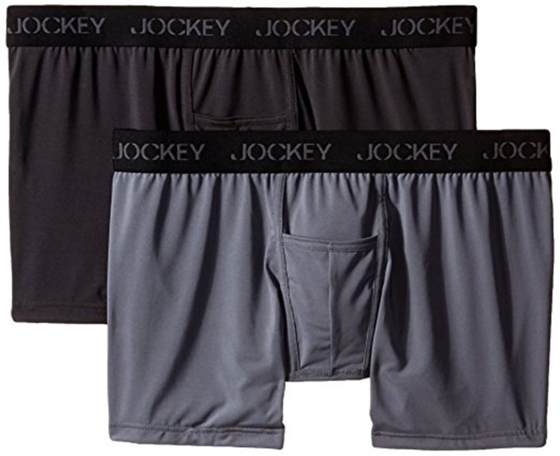 Jockey Men's Microfiber Performance Boxer Brief, Gray and Dark Gray ...