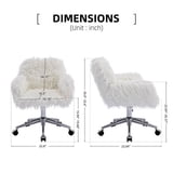 Sesslife Cute White Fluffy Desk Chair for Girls Women, Comfy Modern ...