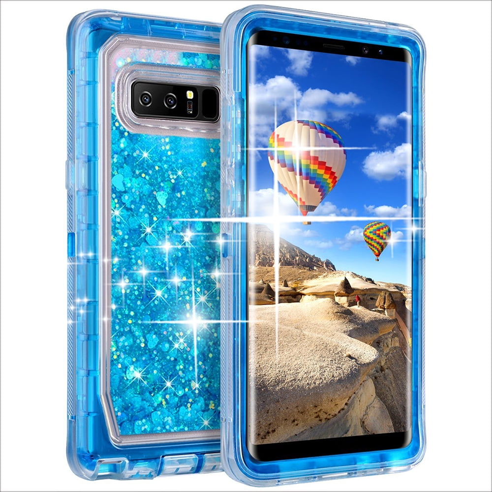 Samsung Galaxy Note 8 Tough Defender Sparkling Liquid Glitter Heart ...