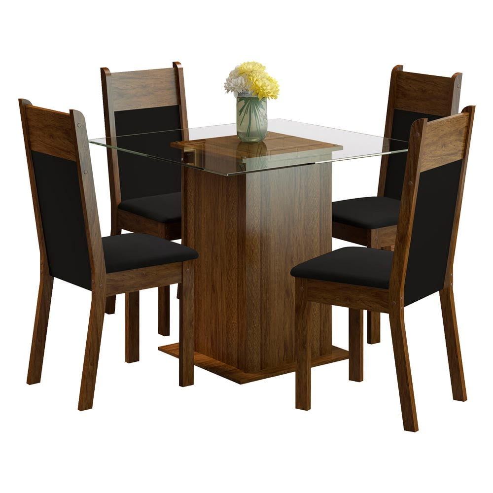 Juego de Comedor con Mesa y 4 Sillas Madesa Anita Marrón/Negro | Bodega ...
