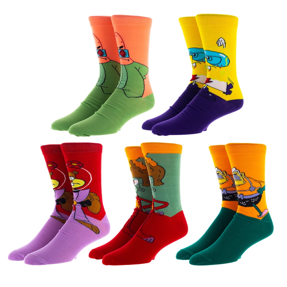 Spongebob Squarepants Characters Crew Socks for men 5 pack - Walmart.com