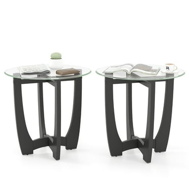 "Gold Iron Round Terrarium Display End Table with Reinforced Glass, 20 ...