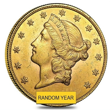 $20 Gold Double Eagle Liberty Head Type II - Almost Uncirculated AU (Random Year, 1866-1876 ...