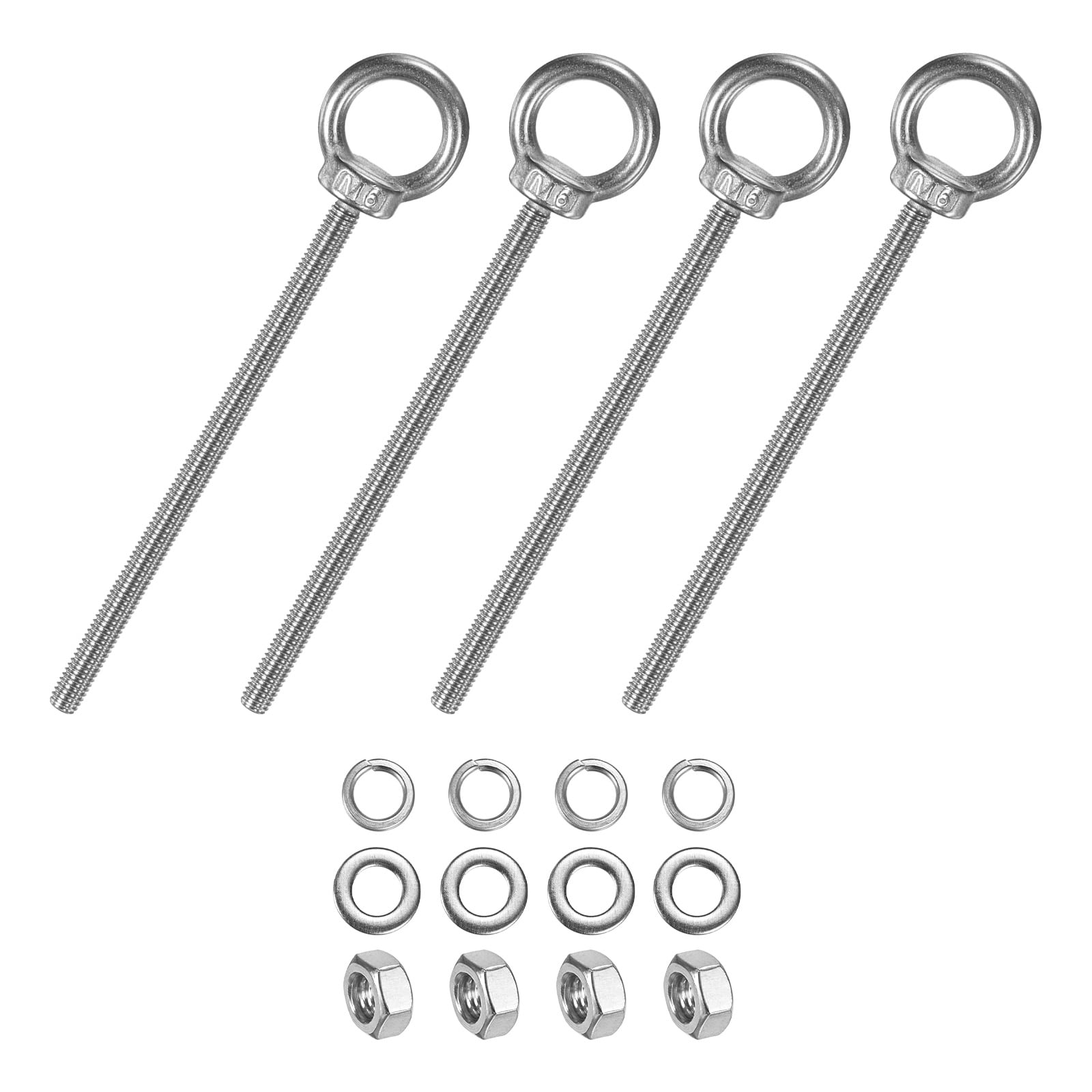 Uxcell 4-Juegos Perno de Ojo de Acero Inoxidable M6x119mm con Tuercas y ...