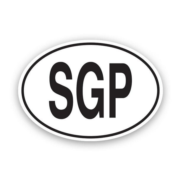 SGP Singapore Country Code Oval Sticker Decal - Self Adhesive Vinyl - Weatherproof - Made in USA ...