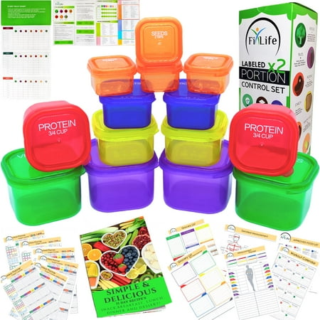 21 Day Portion Control Container kit for Weight Loss 14 Piece Labeled ...