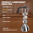 6 Cup Plastic Transparent Moka Pot Stainless Steel Uncoated Stovetop ...