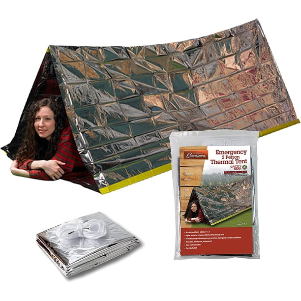 Grizzly Gear Emergency Thermal Tent- Reflective Mylar Survival Shelter ...
