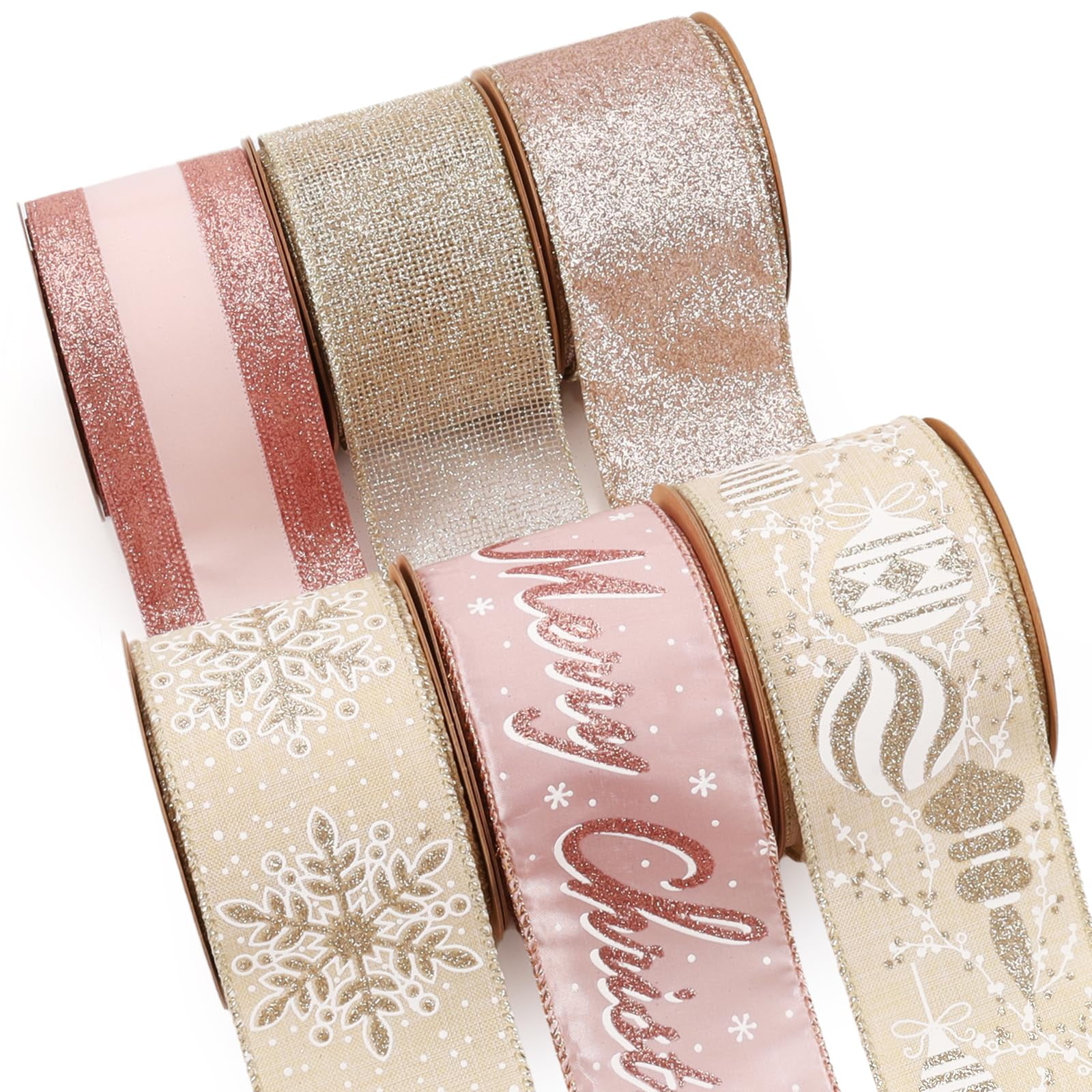 Juego de 6 rollos de listones decorativos navideños de 2.5 pulgadas de ...