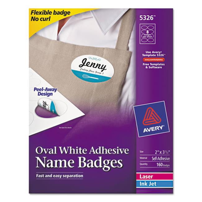 Avery-Dennison 5326 Flexible Oval Self-Adhesive Laser & Inkjet Name ...
