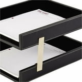 Rustic Black Leather Double Stacking Trays - Walmart.com