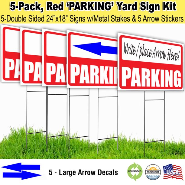5 Pack Parking Lawn Sign Kit with Arrow Stickers - Walmart.com