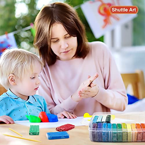 Polymer Clay, 57 Colors Shuttle Art 1.2 oz/Block Oven Bake Modeling Clay Kit with 19 Sculpting ...