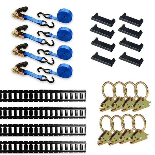 DC Cargo Mall E Track Tie-Down Kit - 24 Pieces: 5 ft Black Rails & E ...