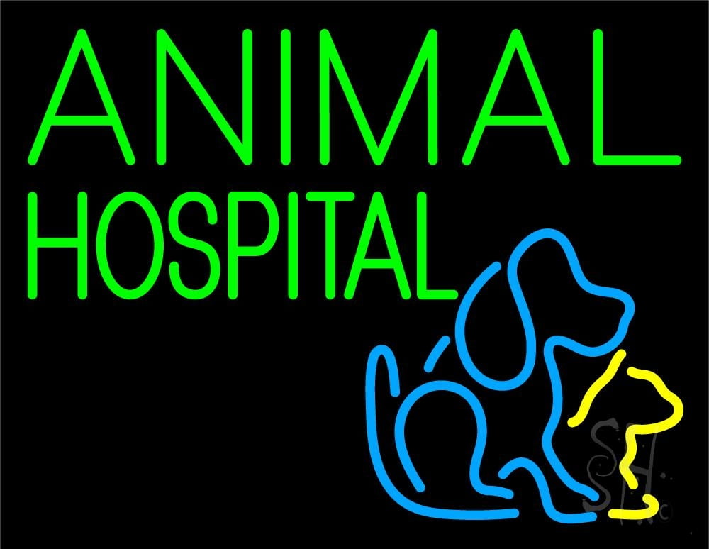 Green Animal Hospital Dog Logo LED Neon Sign 24" Tall x 31" Wide ...