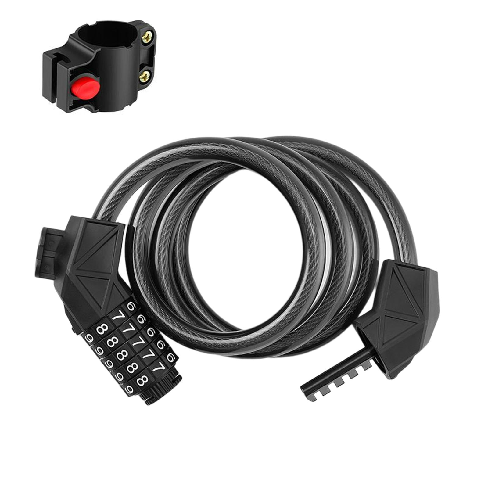 Combinación de cable de bloqueo de bicicleta enrollado con soporte de montaje a prueba de ...