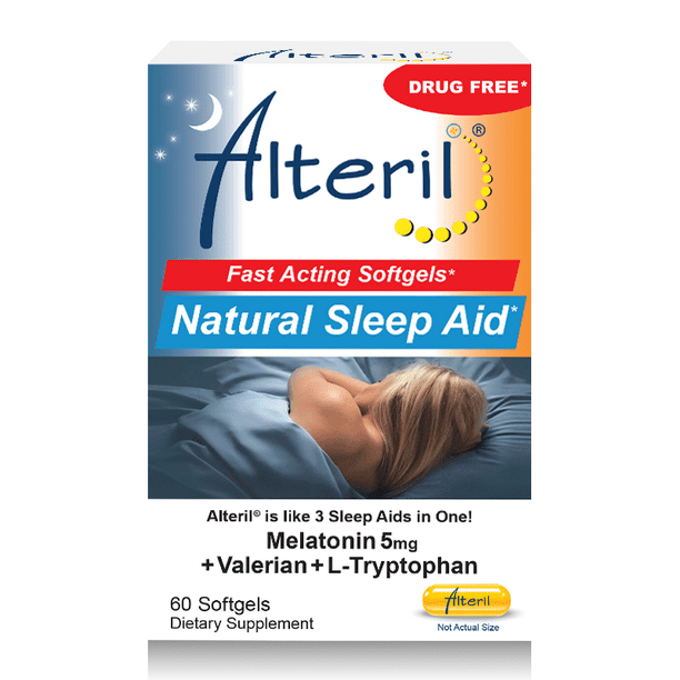 Alteril Sleep Aid Softgels, 60 ct. 3 SLEEP AIDS in ONE, 5mg Melatonin ...
