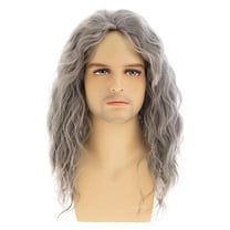 Long Curly Wavy Brown Wigs for Men Synthetic Natural Party Halloween ...