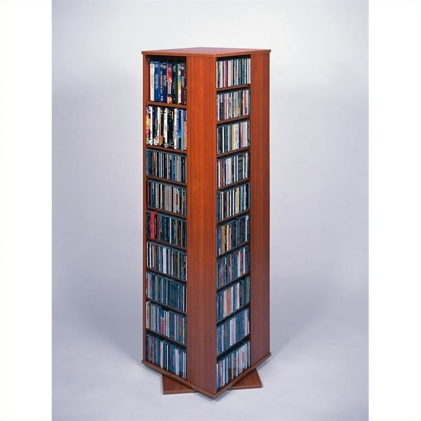 Leslie Dame 62" CD DVD Spinning Tower in Cherry - Walmart.com