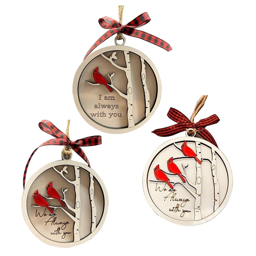 Xmarks 3 Pieces Red Cardinal Christmas Ornaments Memorial Christmas ...