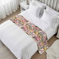 Abstract Art Bed Runner Queen Size Pink and Yellow Collage Art Torn ...