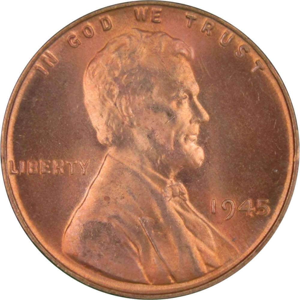 1945 Lincoln Wheat Cent BU Uncirculated Mint State Bronze Penny 1c Coin ...