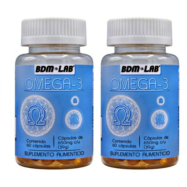 DUO PACK CÁPSULAS DE OMEGA 3 60 cápsulas c/u BDM LAB BDM-LAB 2 frascos ...
