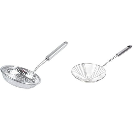 Home Silver Tone Stainless Steel Perforated Ladle Colander 13 Inch ...