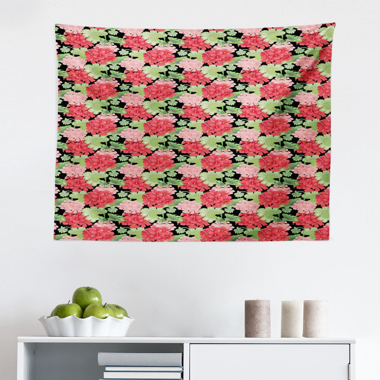 Geraniums Tapestry, Repeated Colorful Blooming Spring Flowers in Basket ...