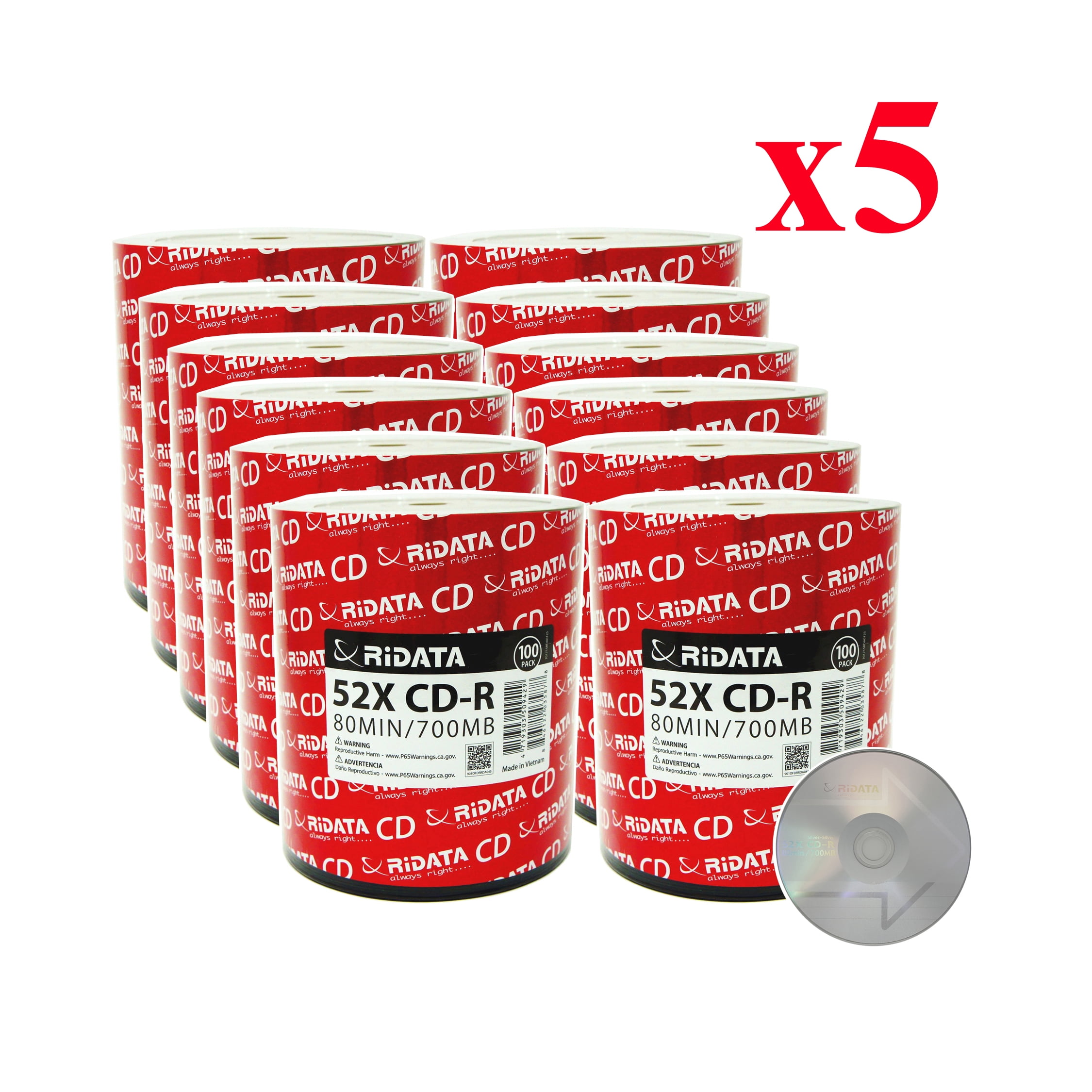 6000 Pack Ridata CD-R 52X 700MB 80Min Logo Blank Media Recordable Disc ...