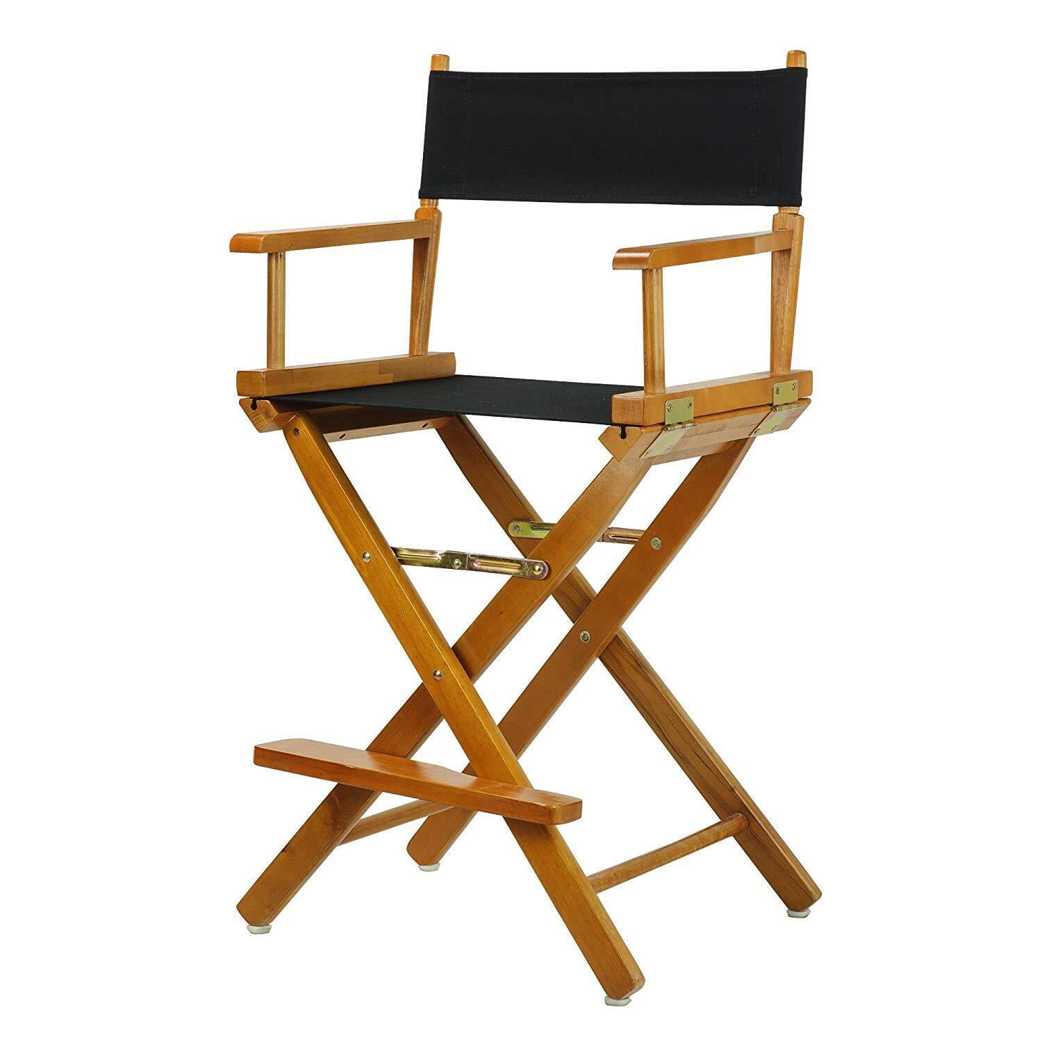 "24" Director's Chair Honey Oak Frame-Black Canvas" - Walmart.com