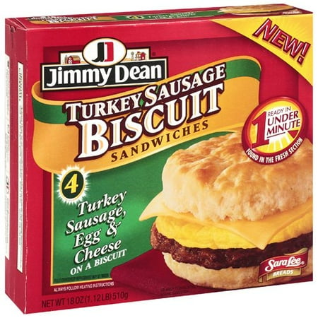 Jimmy Dean Turkey Sausage Egg & Cheese On A Biscuit Sandwiches, 4 ct ...