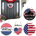 4th of July Patriotic Wooden Welcome Sign, American Flag Design Door ...
