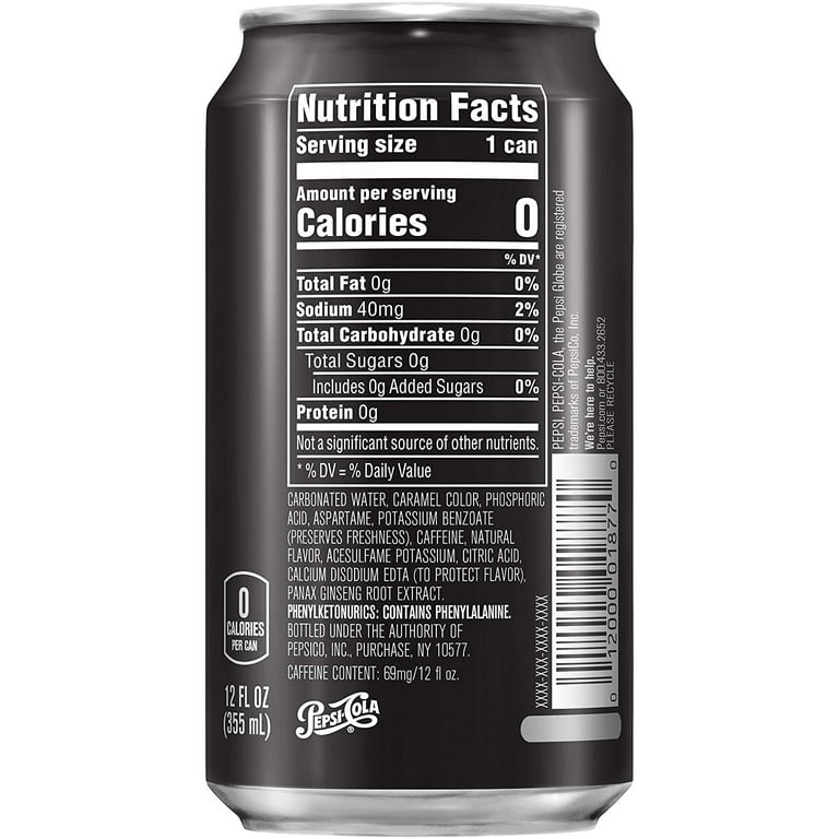Pepsi Nutrition Label