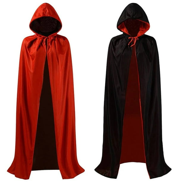 Cape Stand Collar Cap Reversible Black Red Cape Adult Kids Vampire Cape ...