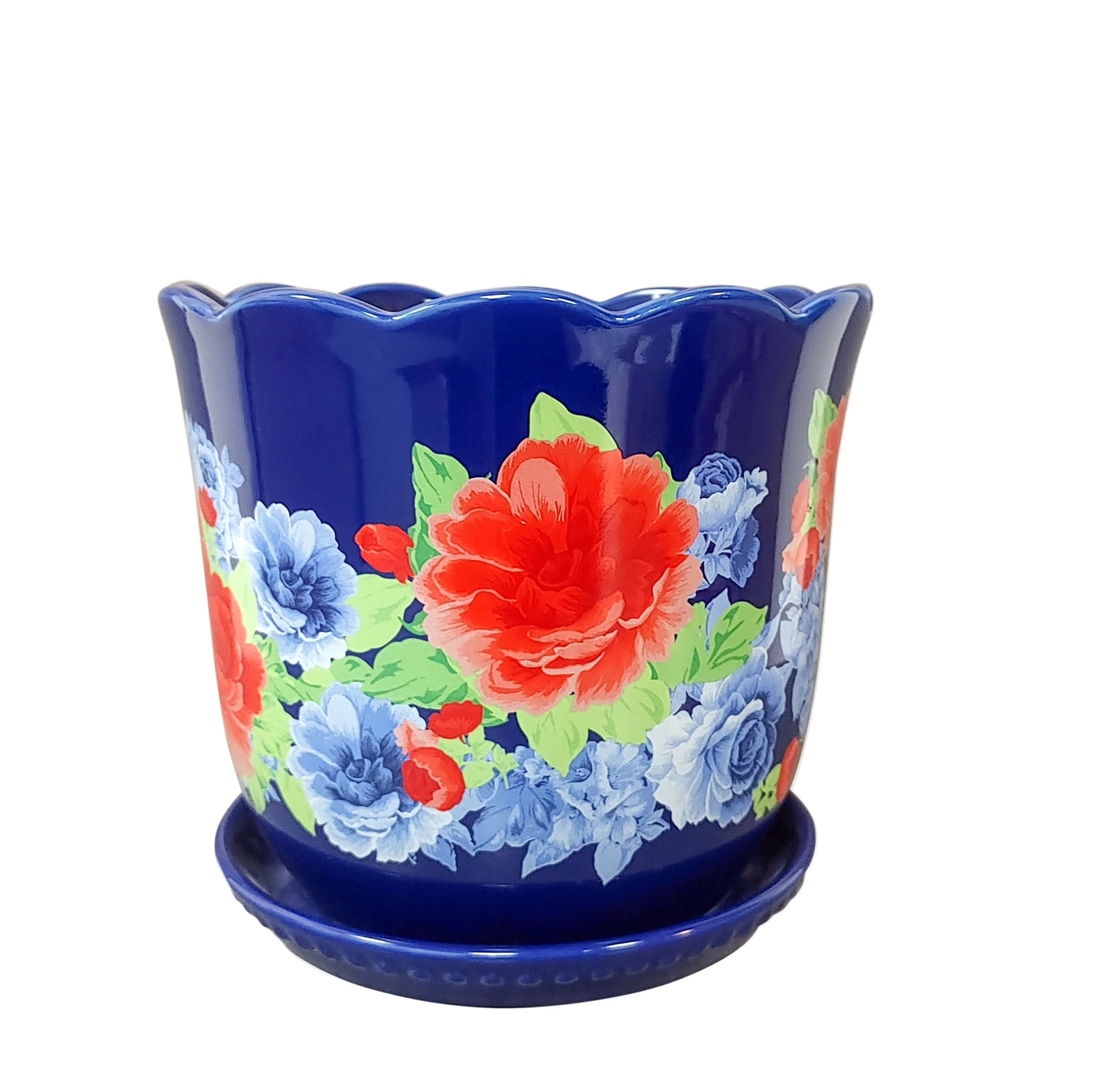 The Pioneer Woman Heritage Floral Planter, 8 inch, Stoneware - Walmart.com