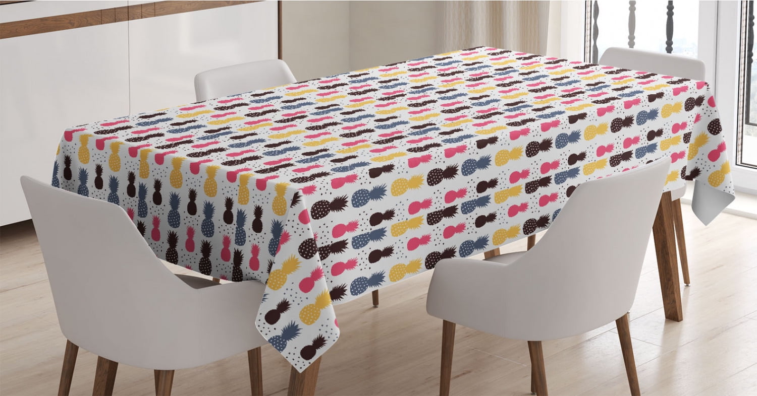 Tropical Tablecloth, Pattern of Pineapples in Exotic Hipster Style ...