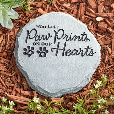 Evergreen 11" Paw Shaped Pet Memorial Garden Stone, Best Friends Live ...