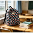 Checkerboard Backpack Red Plaid Style Backpack Multi Pocket Large ...