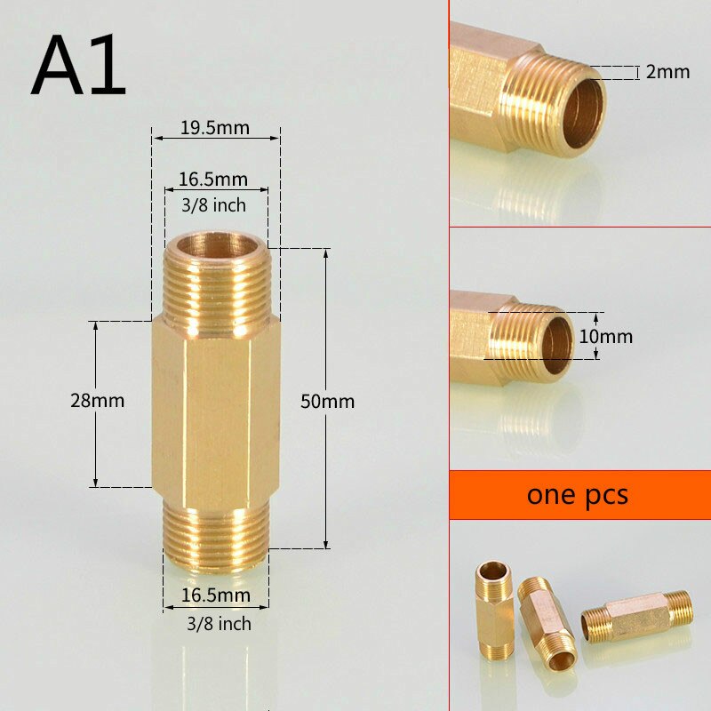 3/8 inch 1/2 inch Double Male Thread Copper fittings Brass straight ...