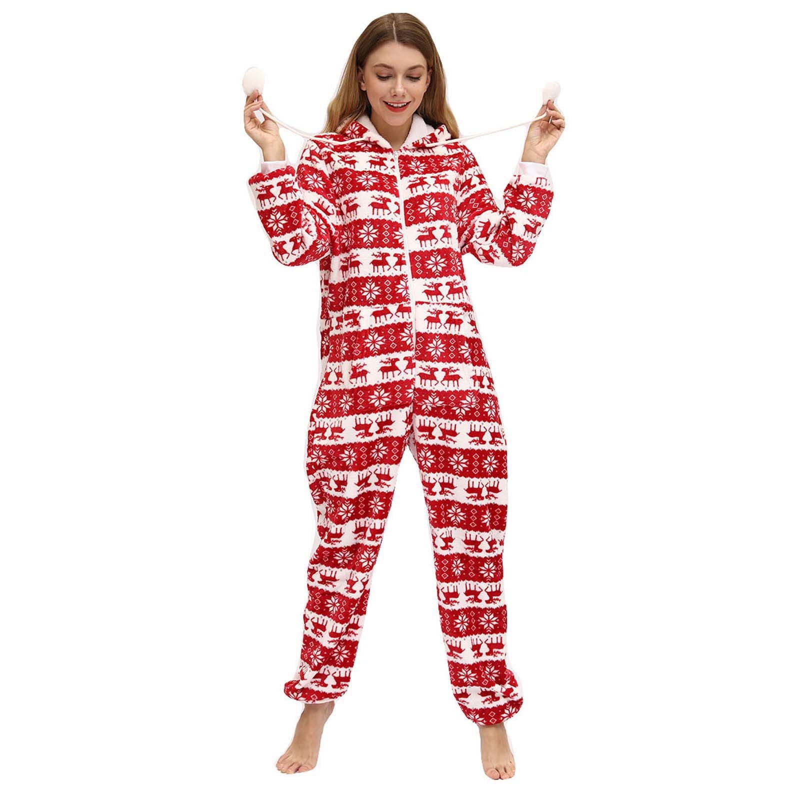 Fanxing Clearance Deals Womens Christmas Onesie Pajamas Set Casual Drop