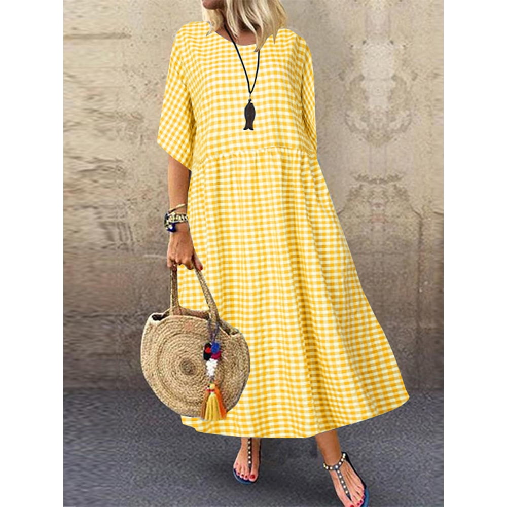 ZANZEA - ZANZEA Women's Short Sleeve Dresses Casual Plaid Printed Tunic ... ZANZEA - ZANZEA Women's Short Sleeve Dresses Casual Plaid Printed Tunic ...