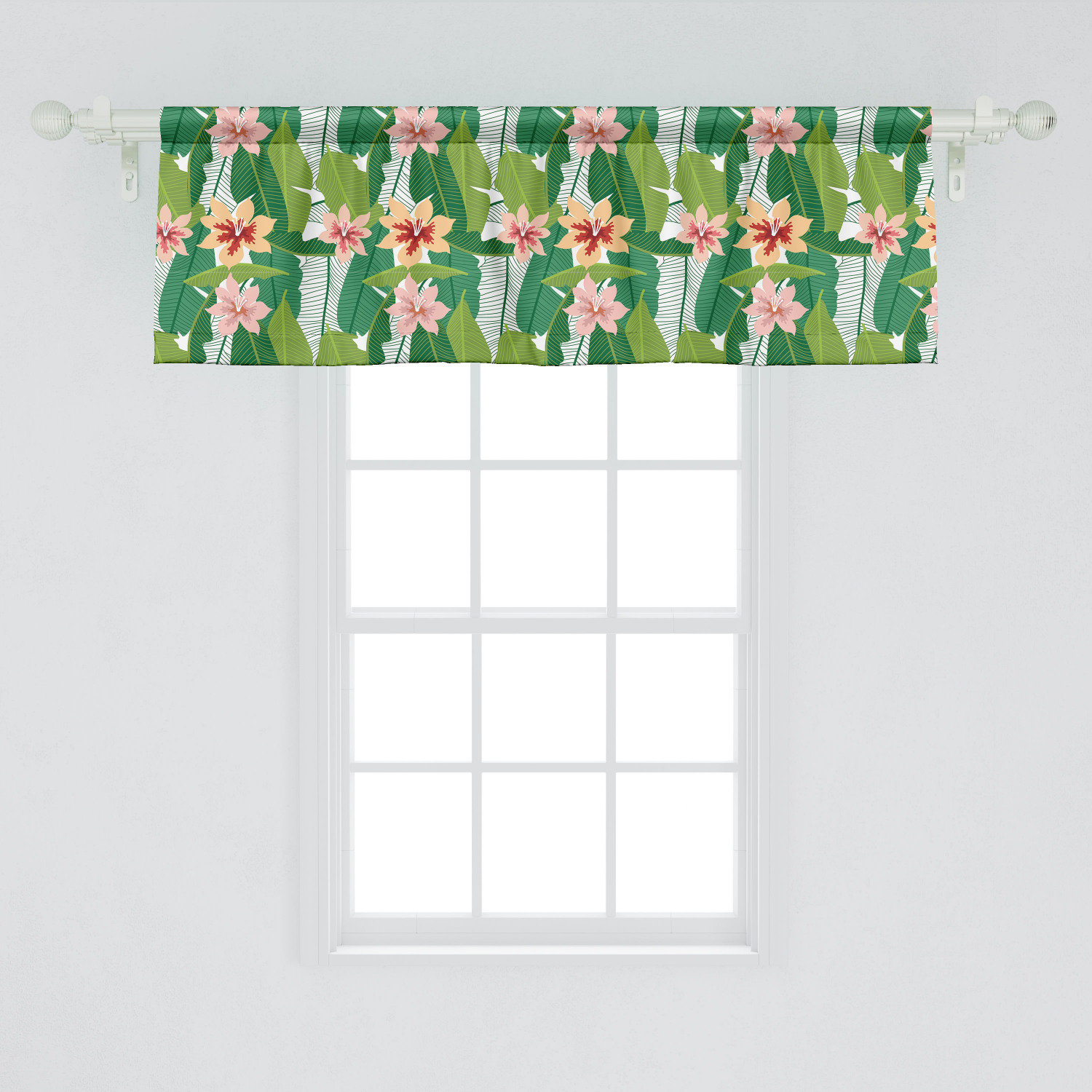Ambesonne Floral Window Valance, Exotic Hawaiian Style Botanical ...