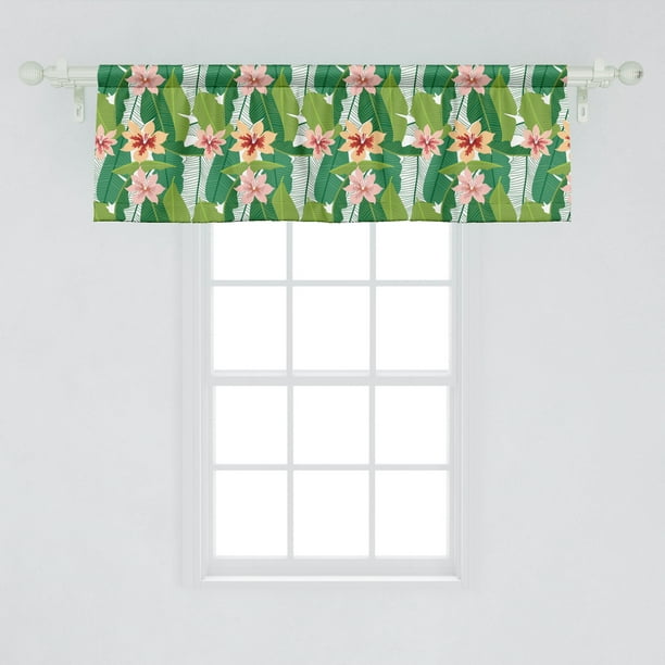 Ambesonne Floral Window Valance, Exotic Hawaiian Style Botanical ...
