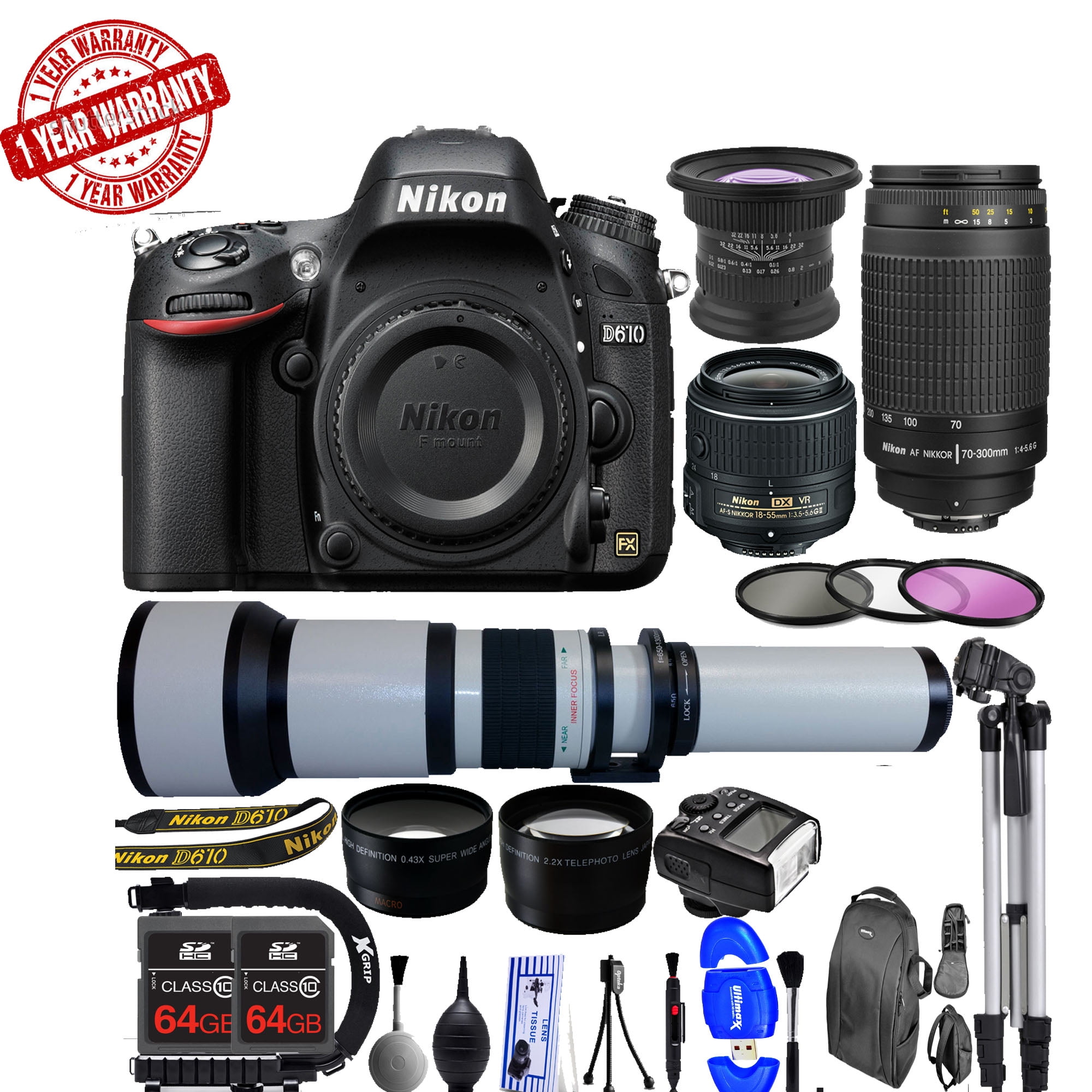 Nikon D610 DSLR SLR Digital Camera ||18-55mm VR II ||6.5mm Fisheye ||55 ...