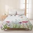 King Quilt Bedding Set Spring Flowers Leaves Pink Purple Breathable ...
