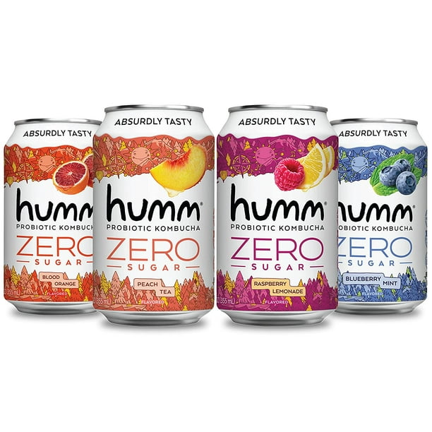 Humm Kombucha, Zero Sugar Drink, Keto, Variety 16 Pack, 12 oz Cans ...