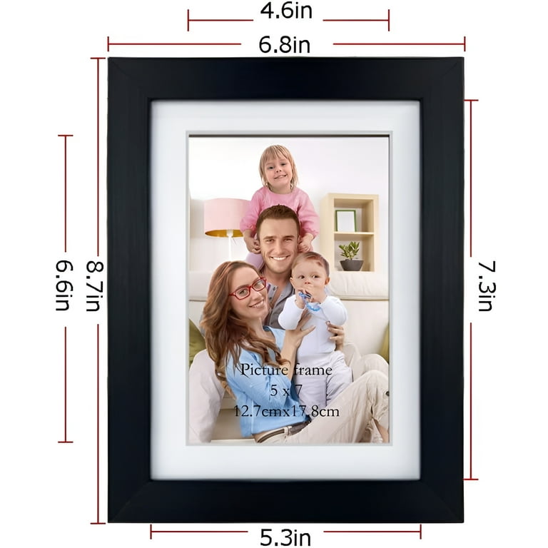 4 Pack 5x7 Picture Frame with Mat Black Photo Frames Matted to 5 x 7 Inch Photo for Wall or Tabletop Display
